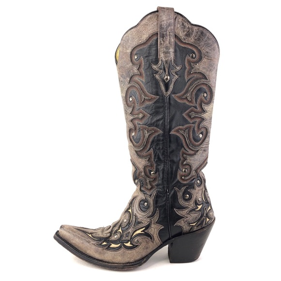 Corral | Shoes | Corral Tall Inlay Studded Leather Cowgirl Western ...